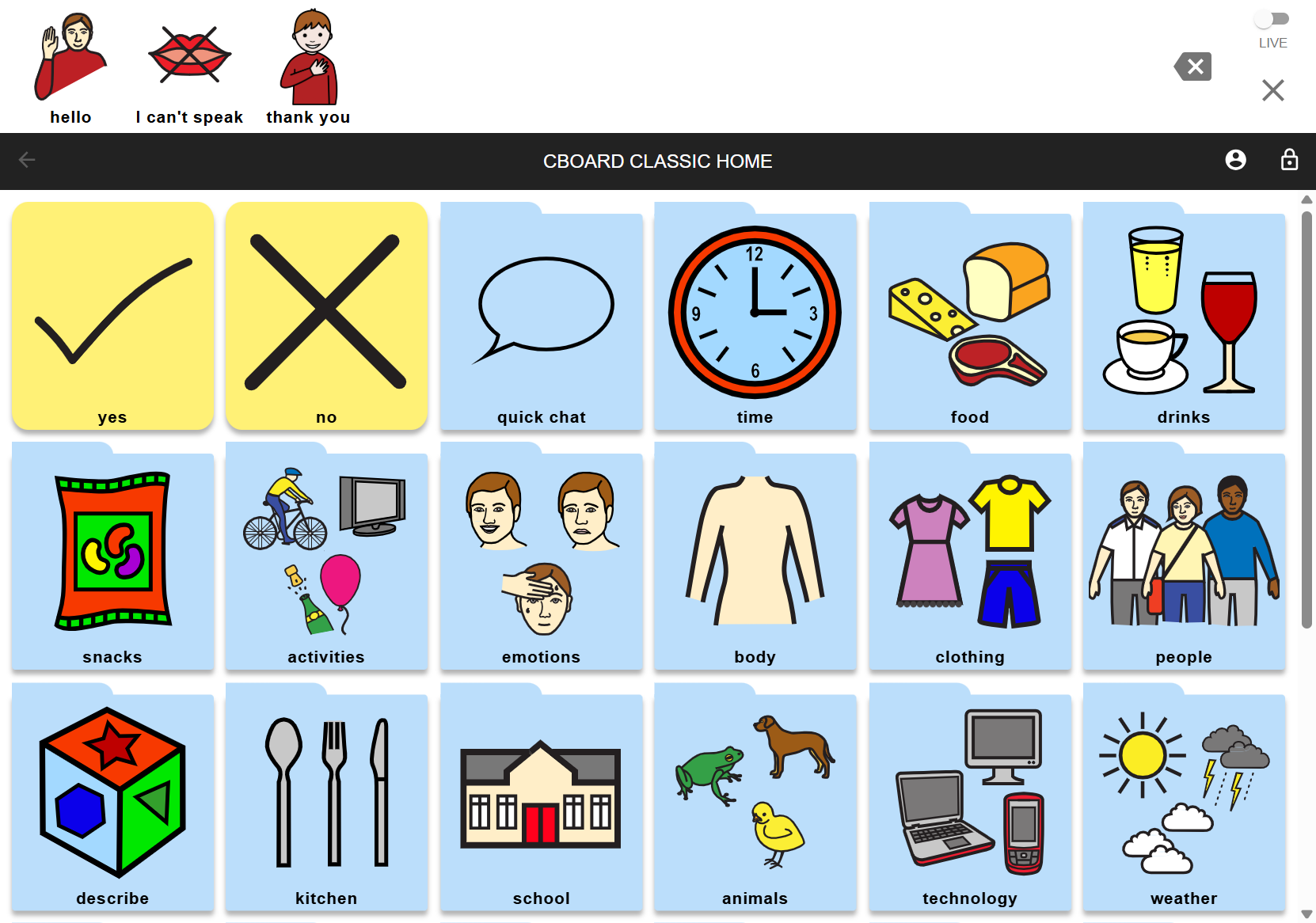 Cboard Main Interface
